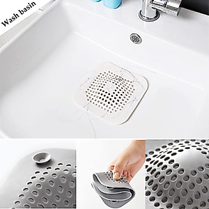 YEELEWO 5 Pack Shower Hair Drain Catcher, Durable Silicone Hair Stopper Shower Drain Covers, Silicone Hair Stopper with Suction Cup, Easy to Install and Clean Suit for Bathroom Bathtub and Kitchen
