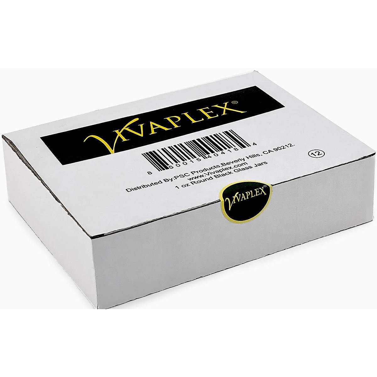 Vivaplex, 12, Black, 1 oz, Round Glass Jars, with Inner Liners and black Lids