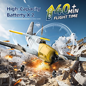 DEERC RC Plane 3 Channel BF-109 Remote Control Airplane Fighter Toys,2.4GHz 6-axis Gyro Stabilizer RTF Glider Aircraft Plane with 2 Batteries,Easy to Fly for Adults Kids Beginners Boys