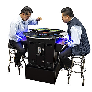 Creative Arcades Full Size Commercial Grade Cocktail Arcade Machine w/Base Riser | 2 Player | 60 Games | 22" LCD Screen | Round Glass Top | 2 Sanwa Joysticks | 2 Stools Included | 3 Year Warranty