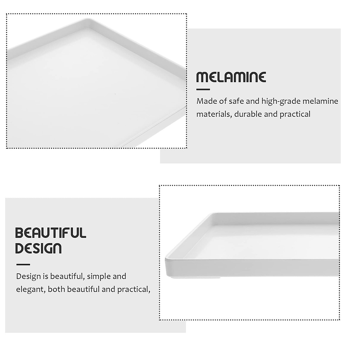 Zerodeko Dessert Trays Rectangular Tray White Melamine Design Board Snack Dessert Tray