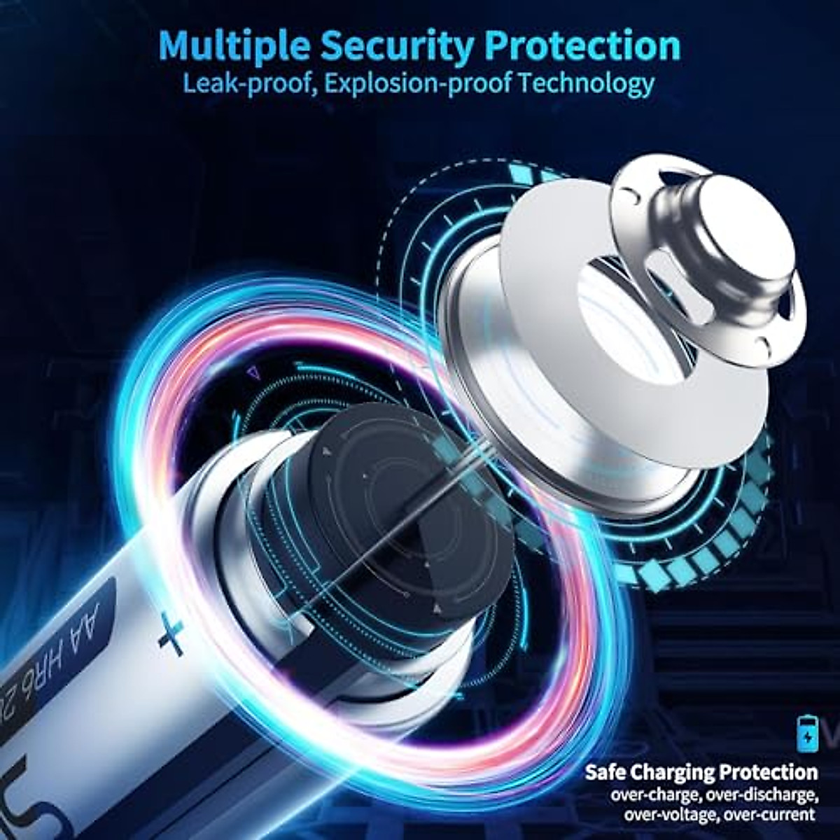 SUKAI Rechargeable AA Batteries 2800mAh High Capacity 1.2V, Per Charged Ni-MH AA Batteries Low Self Discharge NiMH Double A Battery - 12 Count