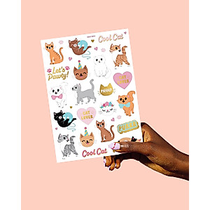 xo, Fetti Cat Temporary Tattoos for Kids - 42 Glitter Styles | Animal Birthday Supplies, Pet Lover Party Favors, Meow Arts and Crafts