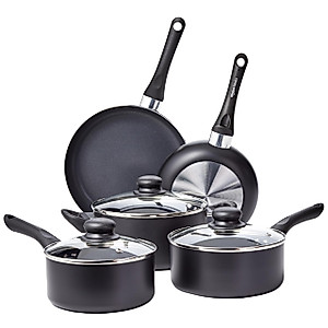 Amazon Basics Non-Stick Cookware Set, Pots and Pans - 8-Piece Set