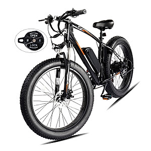 PEXMOR Electric Bike for Adults, 500W 48V 13AH Removable Battery Ebike, 50Miles 20MPH 26" Fat Tire Adult Electric Bicycle, Electric Mountain Bike Snow Beach Commuter E-Bike,7 Speed,UL Certified