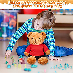 Zhanmai 3 Pack Basic Tee Shirt Bear Clothes Crew Neck Bear Shirt Classic Plush Bear T Shirt with Blue Jean Shorts, Stuffed Animal Clothing Accessories