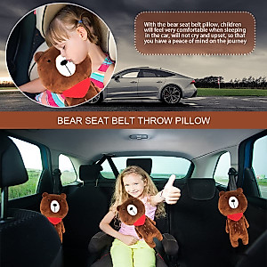 Seat Belt Pillow for Kids，Teddy The Bear Seat Belt Cover Vehicle Protect Shoulder Pads Seat Strap Pillows Kids Seat Belt Cushion for Kids of All Ages All Cars Seat Belts