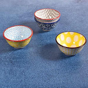 The Barrington Garage Patterned 2-1/2-inch Ceramic Wasabi/Pinch Bowls, Set of 4, Multicolor