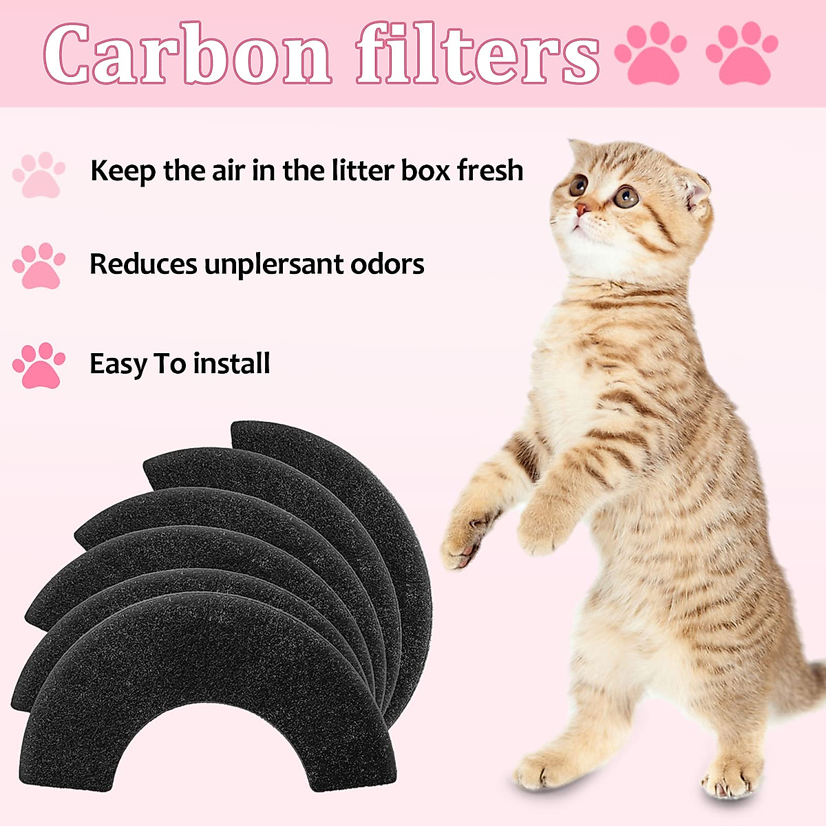 6 Pcs Replacement Carbon Filters Compatible with Litter-Robot 4 - Self Cleaning Cat Litter Box Filter Replacement to Eliminate odor and Control Cat Body Moisture