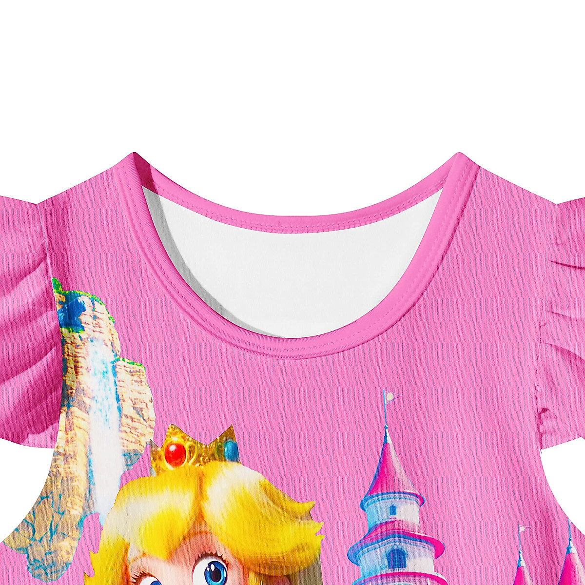 Poterloy Princess Peach Dress for Girls Toddler Kids Costume Toys Plush Casual Kids Dress Home Party Play Wear, 7-8 Years, 1-pink