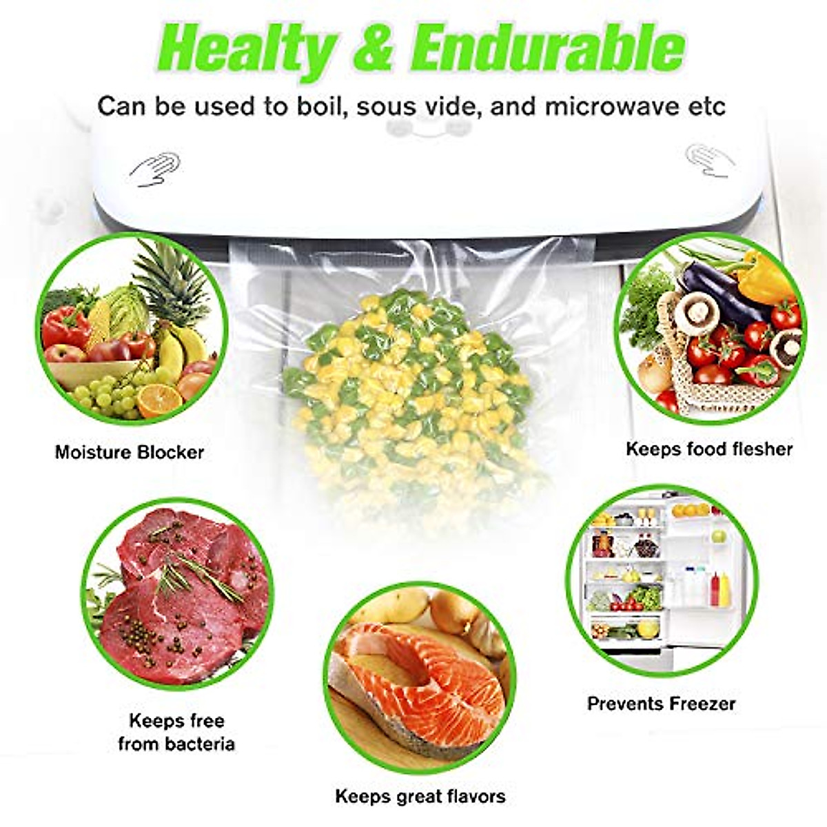 TashiLiving Vacuum Sealer Bags for Food 6x10 inch - 100 Count,Pint Size Freezer Sous Vide Pre-cut Bags, 4mil BPA-Free