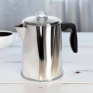 Primula Stovetop Coffee Percolator, Premium Stainless Steel Coffee Maker with Reusable Filter Basket, Non-Drip Spout, Glass Knob Brew Indicator and Heat Resistant Handle, Dishwasher Safe, 8 Cup