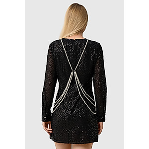 BABEYOND 1920s Pearl Body Chain for Evening Party Crystal Gatsby Imitation Pearl Body Chain for Flapper Costume