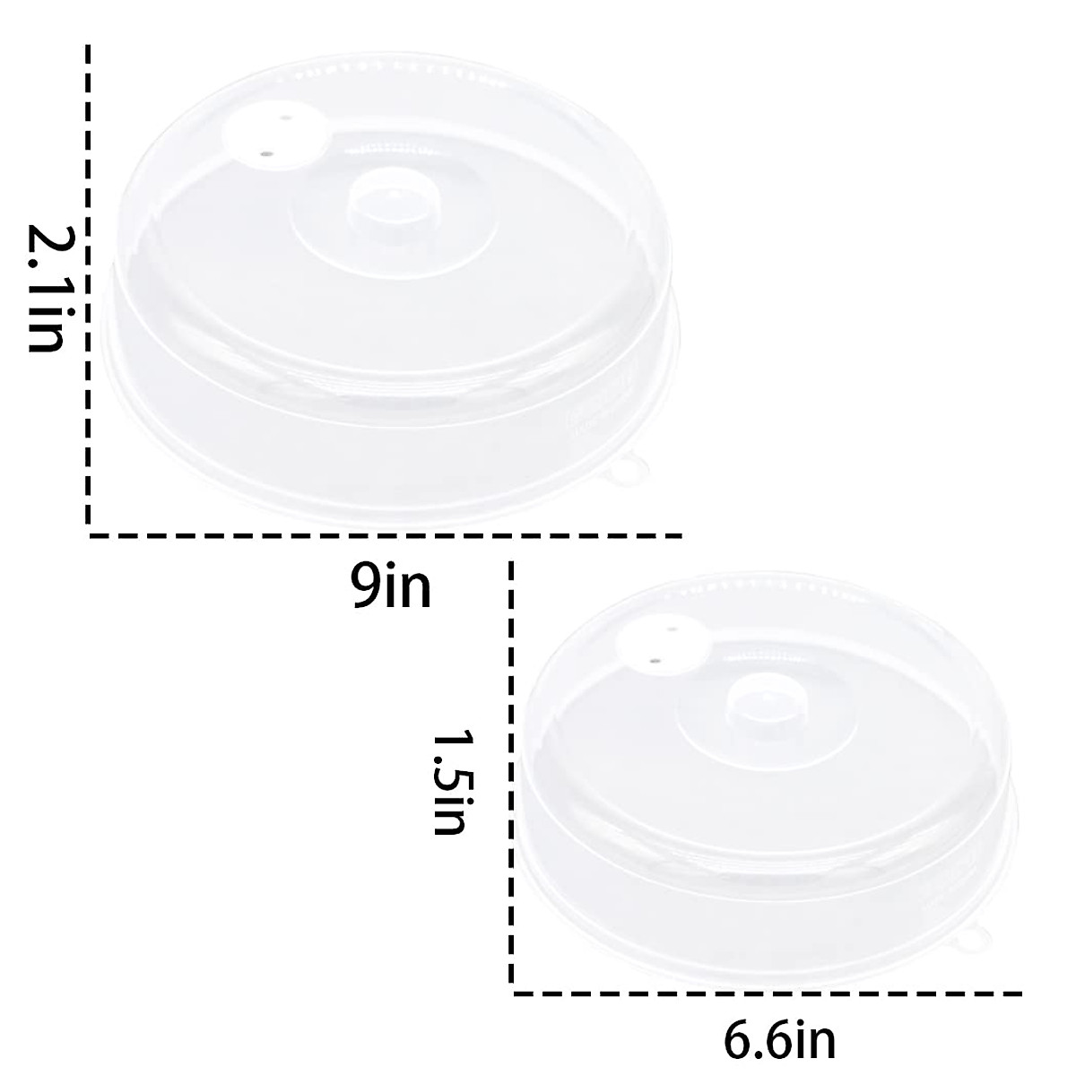 Microwave Splatter Cover for Food, BPA-Free Steam Vents Microwave Plate Cover with Easy-Grip Handle, Fruit Drainer Basket, For Dishwasher Safe & Refrigerator - 2Pcs (Diameter 9 inch + 6.7 inch)