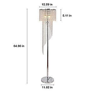 beaysyty Modern Style Crystals Floor Lamp Chrome Finish and Plentiful Crystals for Reading Corner Lamp for Office Cafe,Den,Living Room Bedroom - 3 Lights