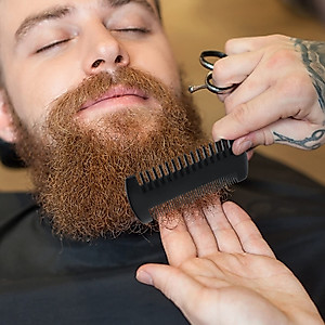 Natural Sandalwood Dual Action Beard and Moustache Combs with Faux Leather Cases (6 Pieces, Yellow, Black, Reddish Brown)