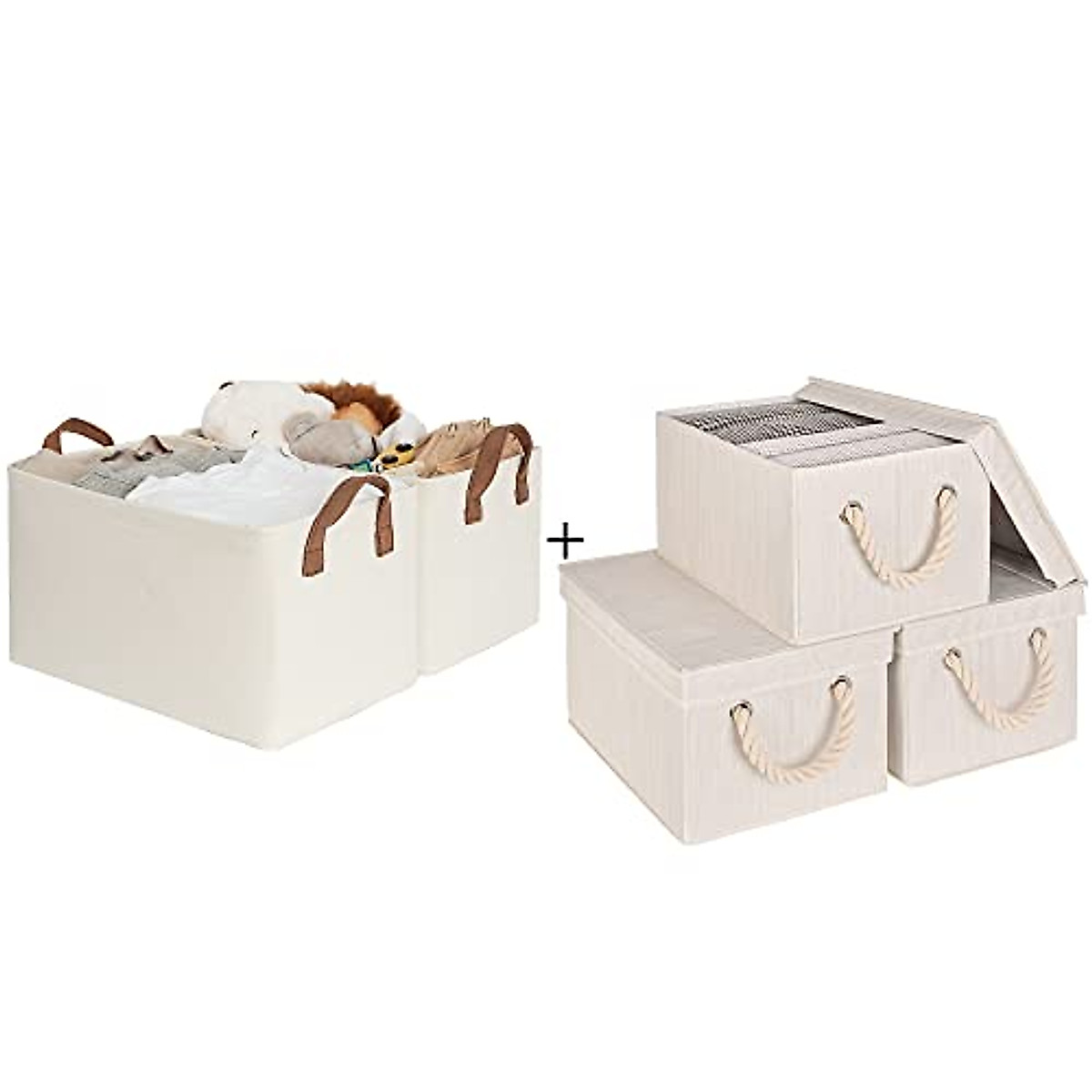 StorageWorks 5-Pack Storage Baskets For Shelves With Metal Frame, Rectangle Storage Bins