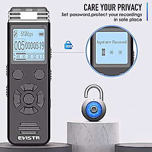 40GB Digital Voice Recorder for Lectures Meetings - Portable Recording Devices with Playback, Line-in, Password, USB Rechargeable