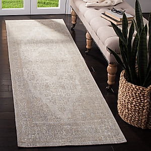 SAFAVIEH Classic Vintage Collection Runner Rug - 2'3" x 12', Beige, Oriental Medallion Cotton Design, Easy Care, Ideal for High Traffic Areas in Living Room, Bedroom (CLV121A)