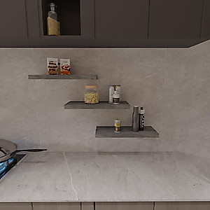 Floating Shelves Wall Shelf Solid Wood Mounted Storage for Bedroom Living Room Set of 3, Rustic Grey Wall Shelves