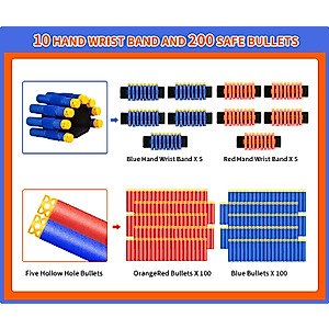 Banvih 10 Small Gun Set for Nerf Party Supplies and Favors, Suitable for Boys' Birthday Bulk Nerf War Party Pack Bundle - Equipped: 10 Mini Pistol Blasters, Goggles, Masks, Wristbands, 200 Foam Darts