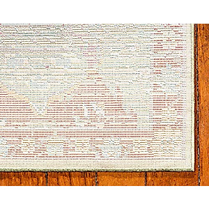 Unique Loom Austin Collection Vibrant Colors, Abstract, Traditional Area Rug, Rectangular 6' 0" x 9' 0", Light Green/Beige