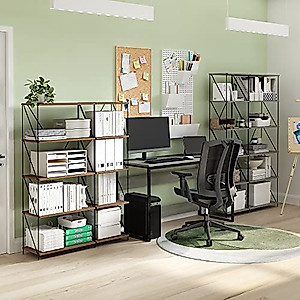Furinno Besi 3 x 2 Industrial Multipurpose Shelf Display Rack with Metal Frame, Walnut Cove