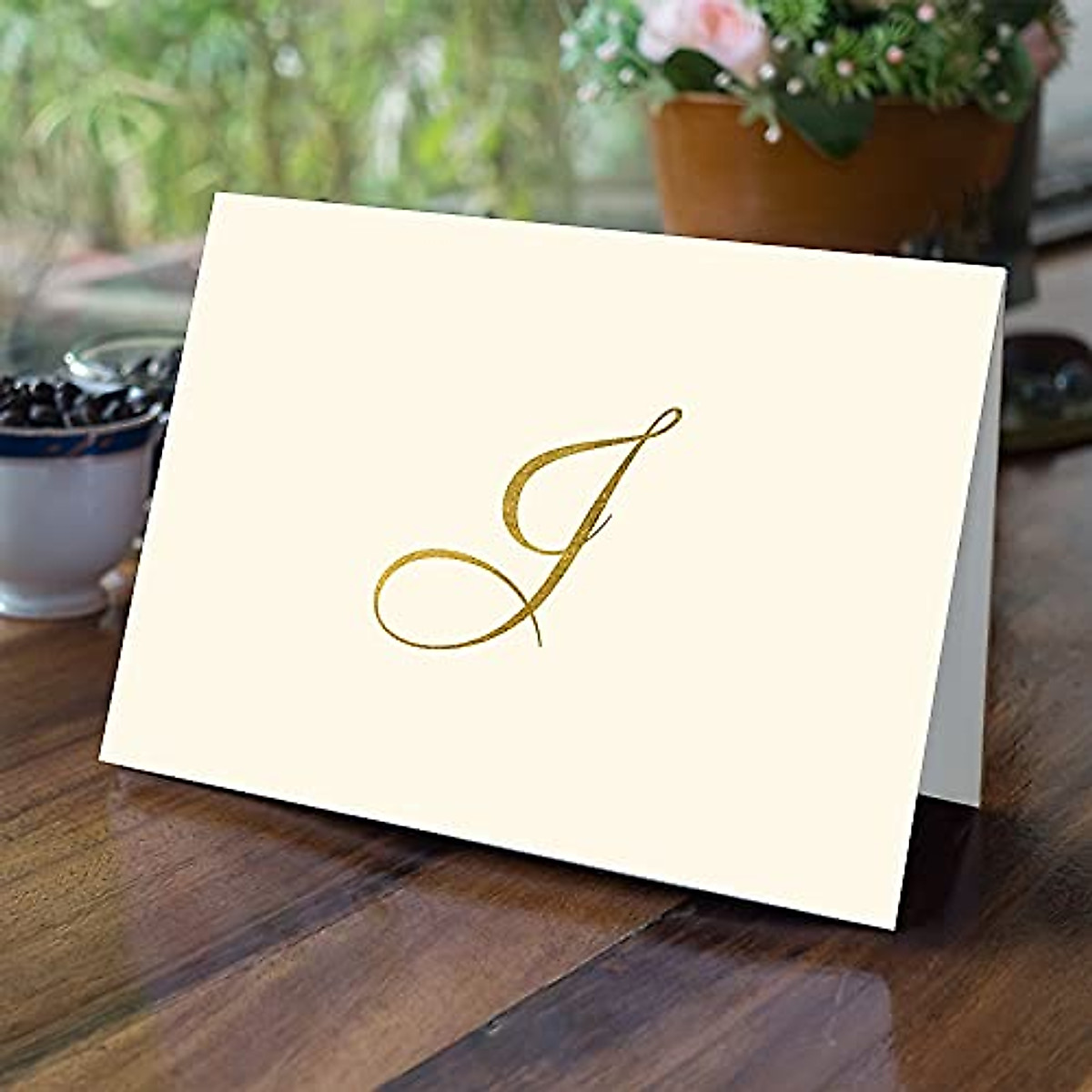 Designer Greetings Monogram Boxed Note Cards, Personalized Stationery Set (10 Count), Letter J