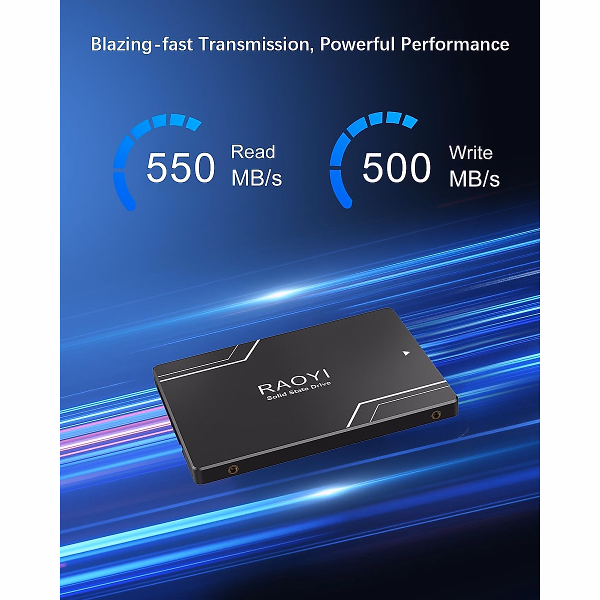 RAOYI 1TB Internal SSD SATA III 6Gb/s 2.5”Solid State Drive 3D NAND Flash Advanced SSD Hard Drive Up to 550MB/s SATA 3 SSD Upgrade Performance for PC Laptop