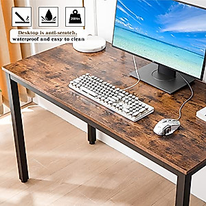 Aibiju Computer Desk 45 Inch Modern Simple Style Laptop PC Desk Study Writing Desk for Home Office Dining Table with Thick Frame & Tabletop, Retro Brown, YD-TMJ016H