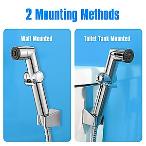 JONKEAN Muslim Shower, Water Pressure Control Toilet Bidet Sprayer, Multi-Function Diaper Sprayer for Toilet, Hand Held Bidet Set Sprayer with Hose, Bracket and T-Valve (Chrome)