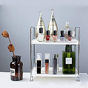 Desktop Cosmetics Storage Rack Rose Gold 2/3 Layers Bathroom Makeup Organizer Assembled Kitchen Seasoning Iron Storage Shelves (2-Layers)