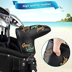 Craftsman Golf Beauty Hold The Club Black Blade Putter Headcover Magnetic Closure Good Vibes