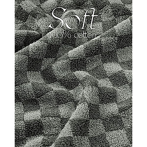 Jacquotha Grey Hand Towels for Bathroom Checkered, 4 Pack Super Soft Quick Drying Cute Hand Towel Set for Men Women Kids