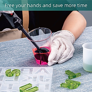 ISTOYO Resin Mixer, Handheld Battery Epoxy Mixer for Minimizing Bubbles, Epoxy Resin Mixer, Resin Stirrer for Resin, Silicone Mixing, Resin Molds, Resin Supplies, DIY Crafts (Included 2 pcs Paddles)