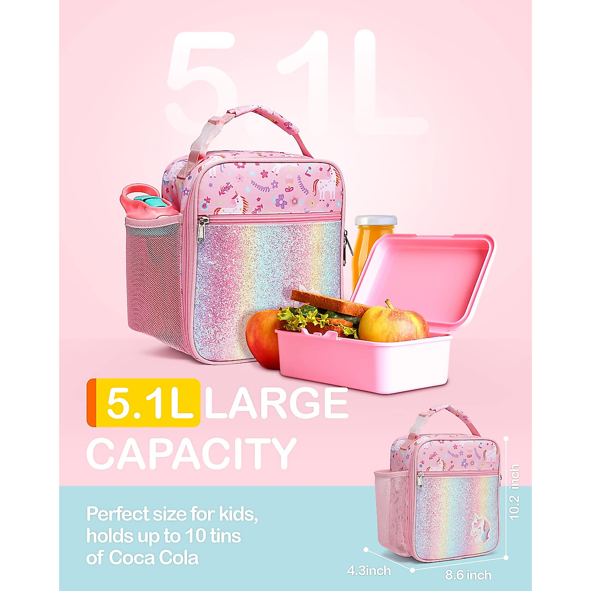 Bagseri Lunch Box, Kids Insulated Lunch Box Bag for Girls