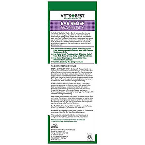 Vet's Best Dog Ear Cleaner Kit | Multi-Symptom Ear Relief | Wash & Dry Treatment | Alcohol-Free 4 Fl Oz (Pack of 2)