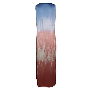 RUIVE Women Summer Dresses Sleeveless Tie Dye Midi Dress Split Casual Loose Dress Red