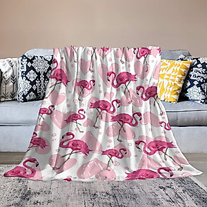 Flamingo Blanket Gifts, 40"x50" Cute Throw Blanket for Girls Women, Soft Warm Cozy Plush Flannel Blankets for Sofa Bed Couch