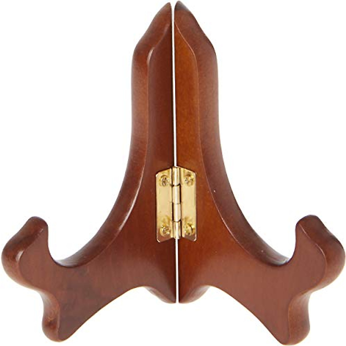 Bard's Hinged Walnut MDF Wood Plate Stand, 4" H x 5" W x 3" D (For 3.5" - 5" Plates)