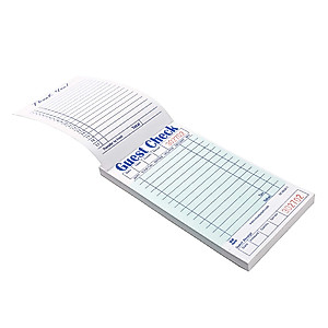 Guest Check Books For Servers 20 Books (1,000 Sheets) - Thick, Bleed Resistant Paper | 1 Part Green Paper Waitress Notepad with Guest Receipt | Server Books For Waitress