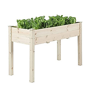 TMEE 4FT Raised Garden Bed Wooden Elevated Wood Planter Garden Box Kit for Vegetable Flower Herb Gardening Backyard Patio, Easy Assembly, 30in Height