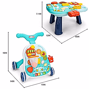 TOY Life Baby Push Walkers and Standing Activity Center, Sit to Stand Walker for Baby Boy Girl, 2 in 1 Push Toys for Babies Learning to Walk, Music Walking Toys for Babies Infants 6-12 Months(Green)