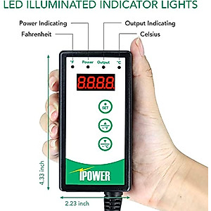 Simple Deluxe 150W Reptile Heat Bulb and 8.5 inch Clamp Light, 40-108℉ Digital Thermostat Controller and Thermometer Included, for Amphibian Pet & Incubating Chicken, Silver