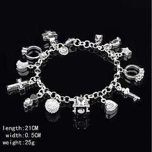 Aeora S925 Silver Thirteen Hanging Pieces Bracelet for Women Gift Bracelets & Bangles Jewelry