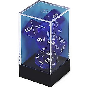 DND Dice Set-Chessex D&D Dice-16mm Translucent Blue and White Plastic Polyhedral Dice Set-Dungeons and Dragons Dice Includes 7 Dice - D4 D6 D8 D10 D12 D20 D% (CHX23076), Large (18mm - 25mm)