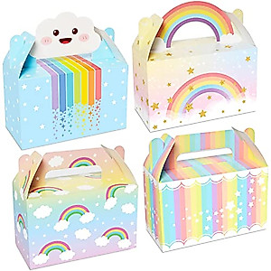 12 Pack Rainbow Party Favor Boxes Cloud Pastel Happy Birthday Treat Bags Rainbow Theme Colorful Candy Goodies Valentine's Day Gift Boxes for Baby Shower Party Decorations Supplies 6 x 3 x 3.5 Inches