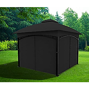Gazebo Universal Replacement Privacy Curtain 4-Panels sidewall with Zipper (ONLY Curtain) (10' x 13', Black)