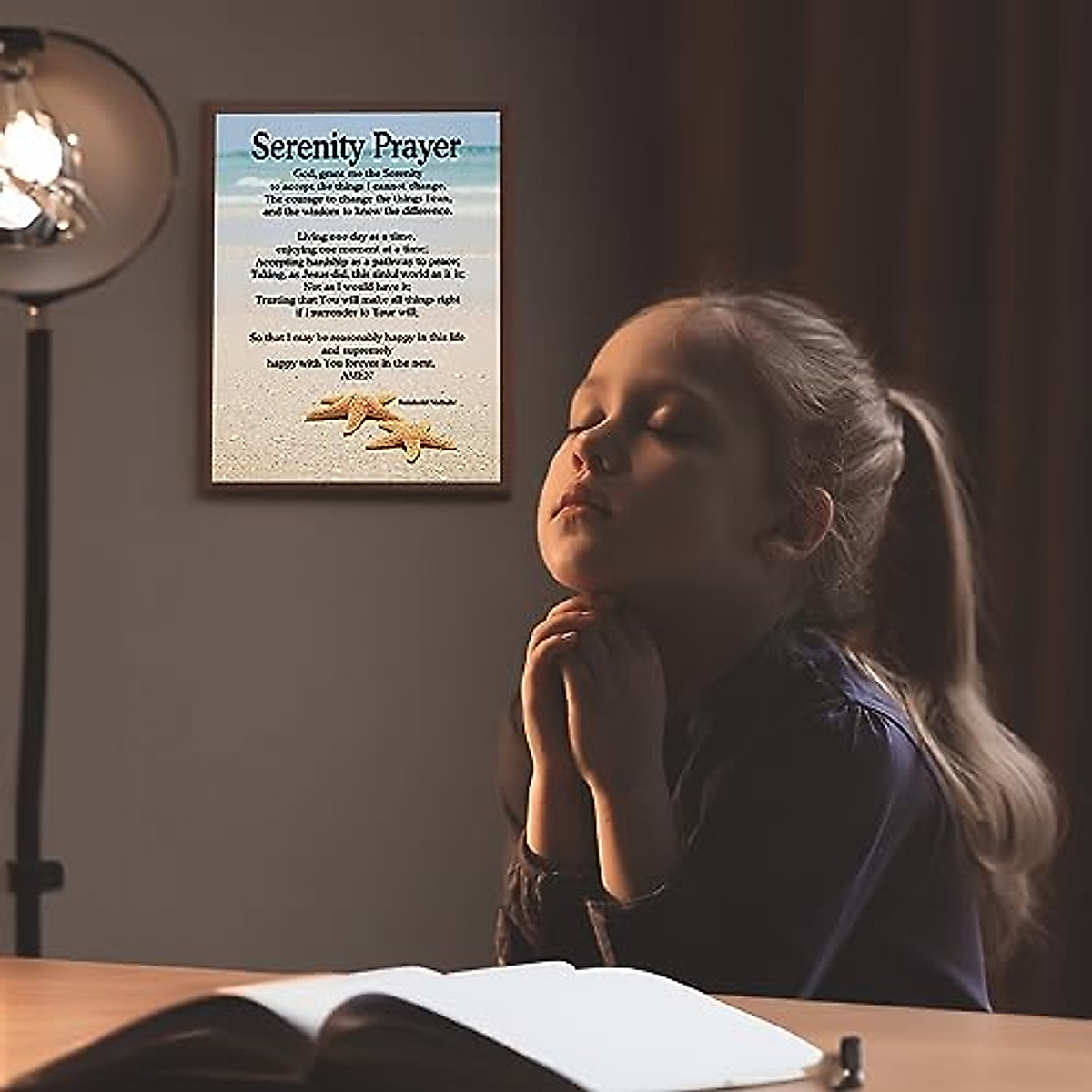 Serenity Prayer - Beach Christian Wall Decor, Starfish Scripture Inspirational Wall Art, Ideal Bible Inspired Wall Print For Living Room Decor, Office Decor, Church, or Beach House Unframed - 8x10