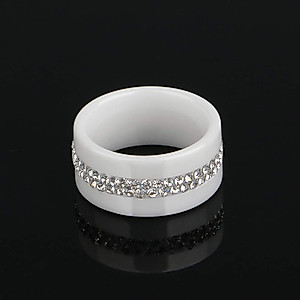 10MM Width Two Row Crystal Women Rings Jewelry Smooth Black White Ceramic Rings Made Of Ceramic Material Fashion Wedding Ring